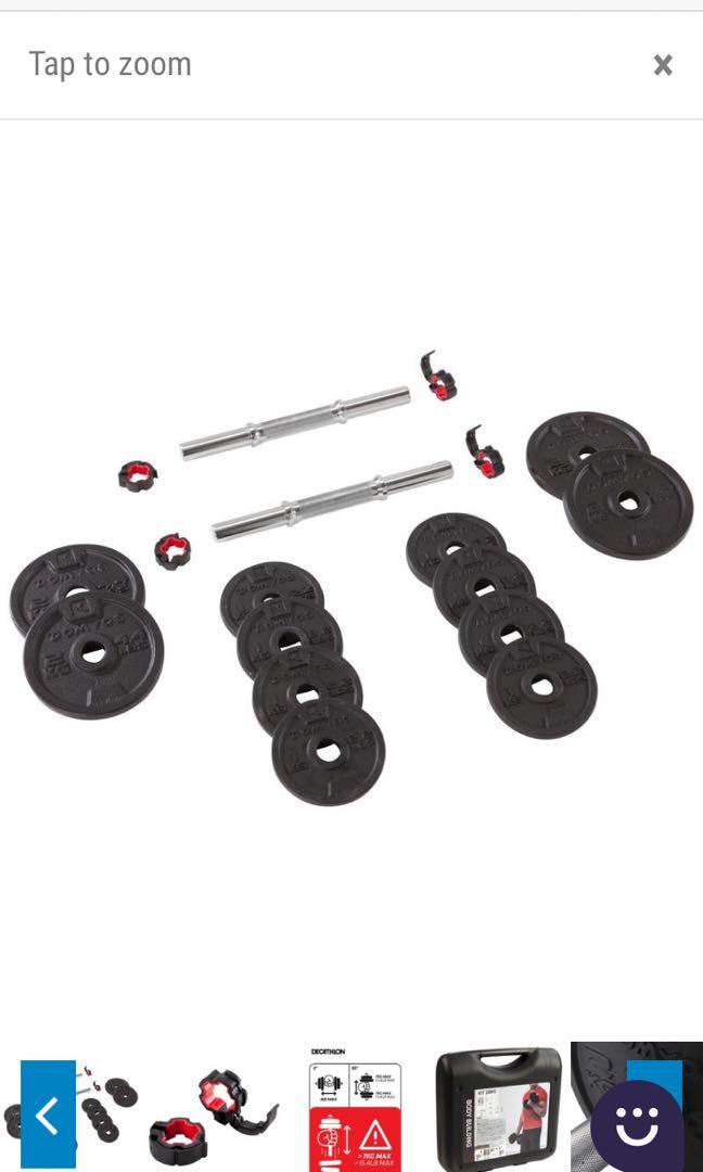 Decathlon Domyos 20kg dumbbell set, Sports Equipment, Exercise ...