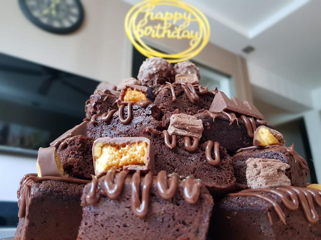 Halal Brownie Tower Cake, Food & Drinks, Homemade Bakes on Carousell