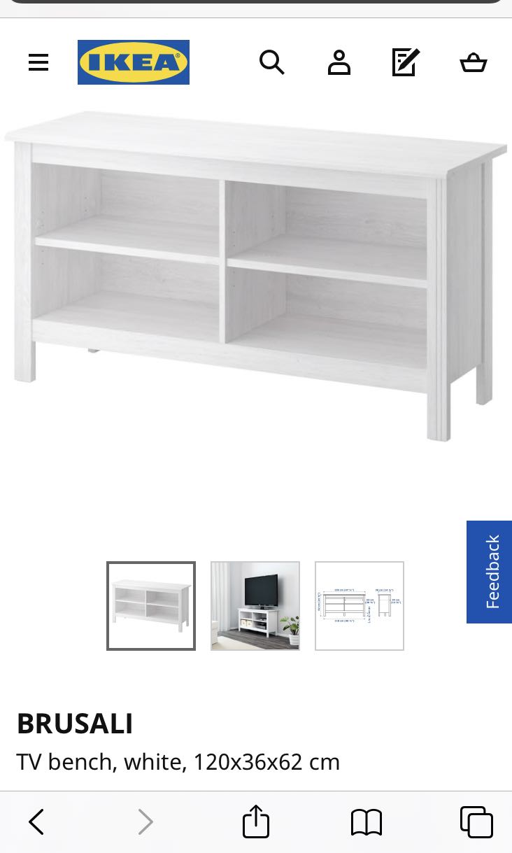 Ikea BRUSALI White TV Bench, Furniture & Home Living, Furniture, TV ...