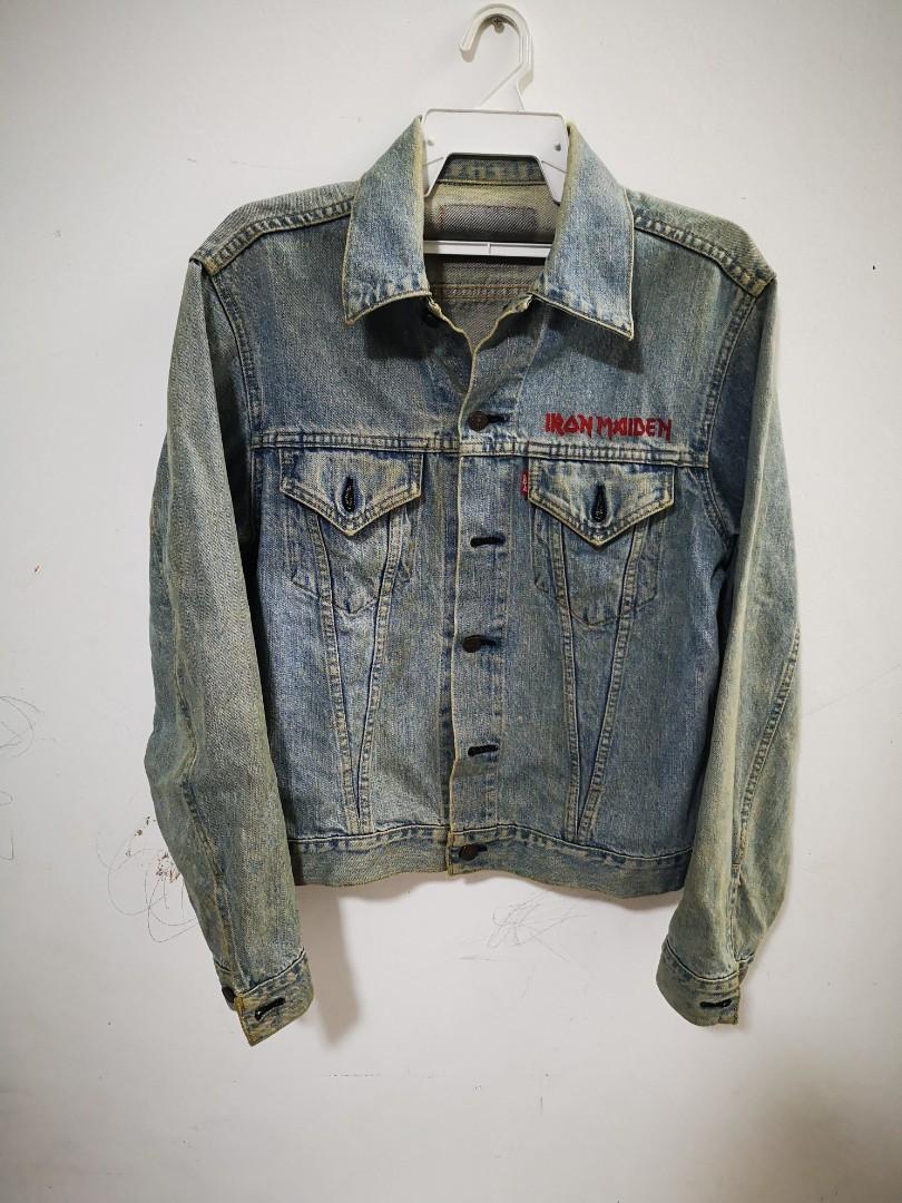 Trucker Levi's Big E Denim Jacket Iron Maiden Lukis Tangan, Men's ...