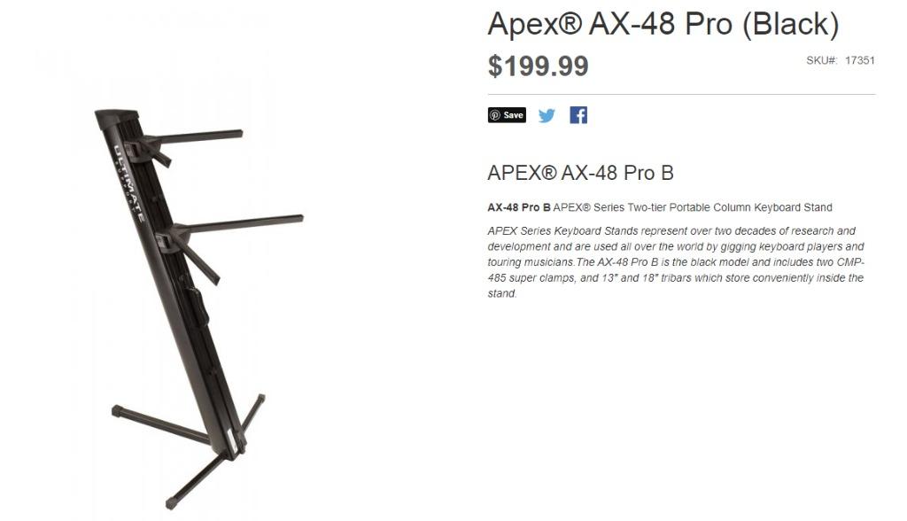 Keyboard Stand UltimateSupport Apex® AX-48 Pro, Hobbies & Toys, Music ...