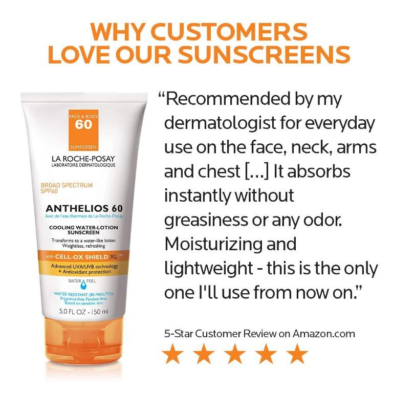 La Roche-Posay Anthelios Cooling Water Lotion Face Sunscreen SPF 60 ...