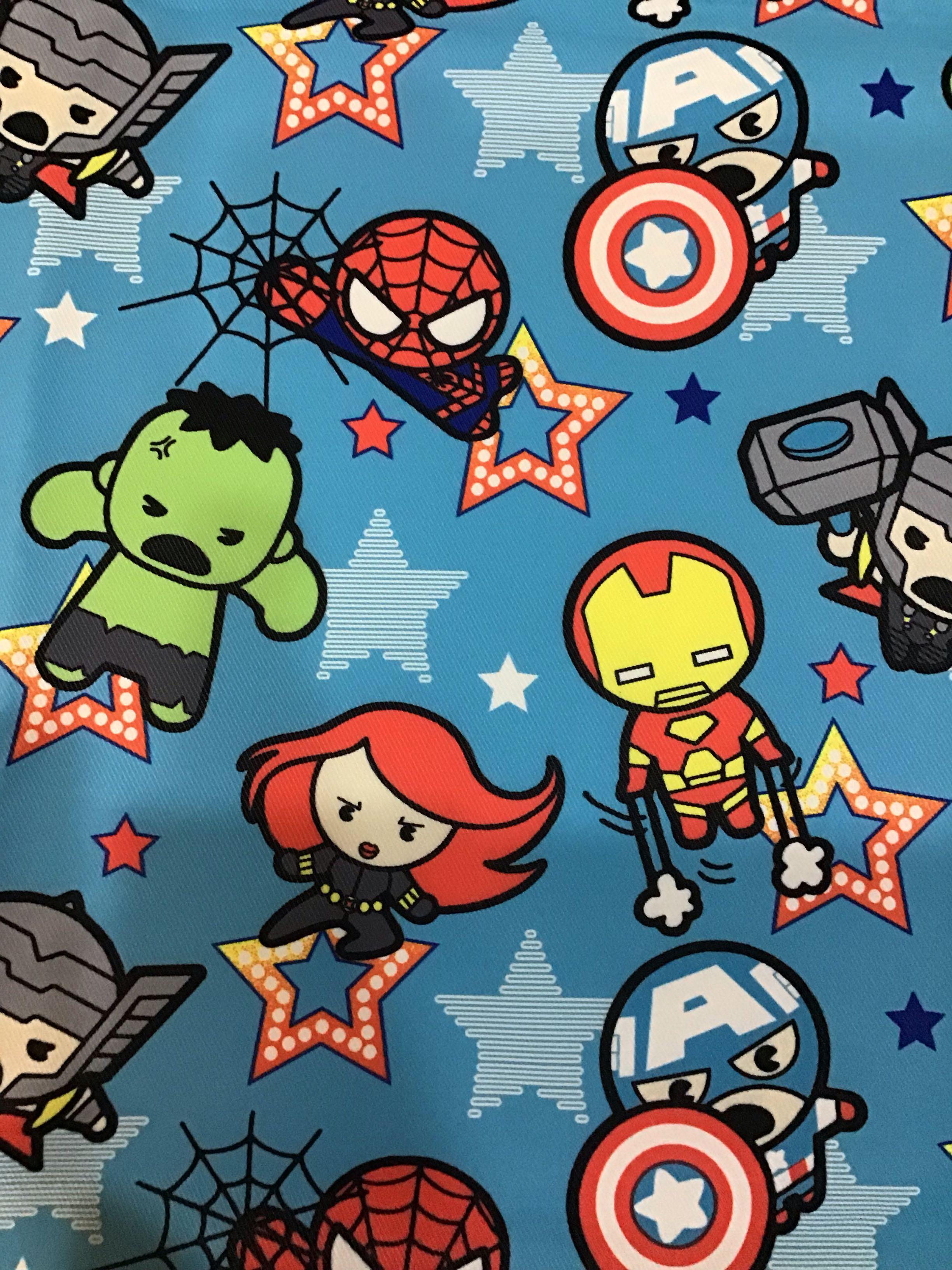Marvel Avengers print poly canvas fabric, Hobbies & Toys, Stationery ...