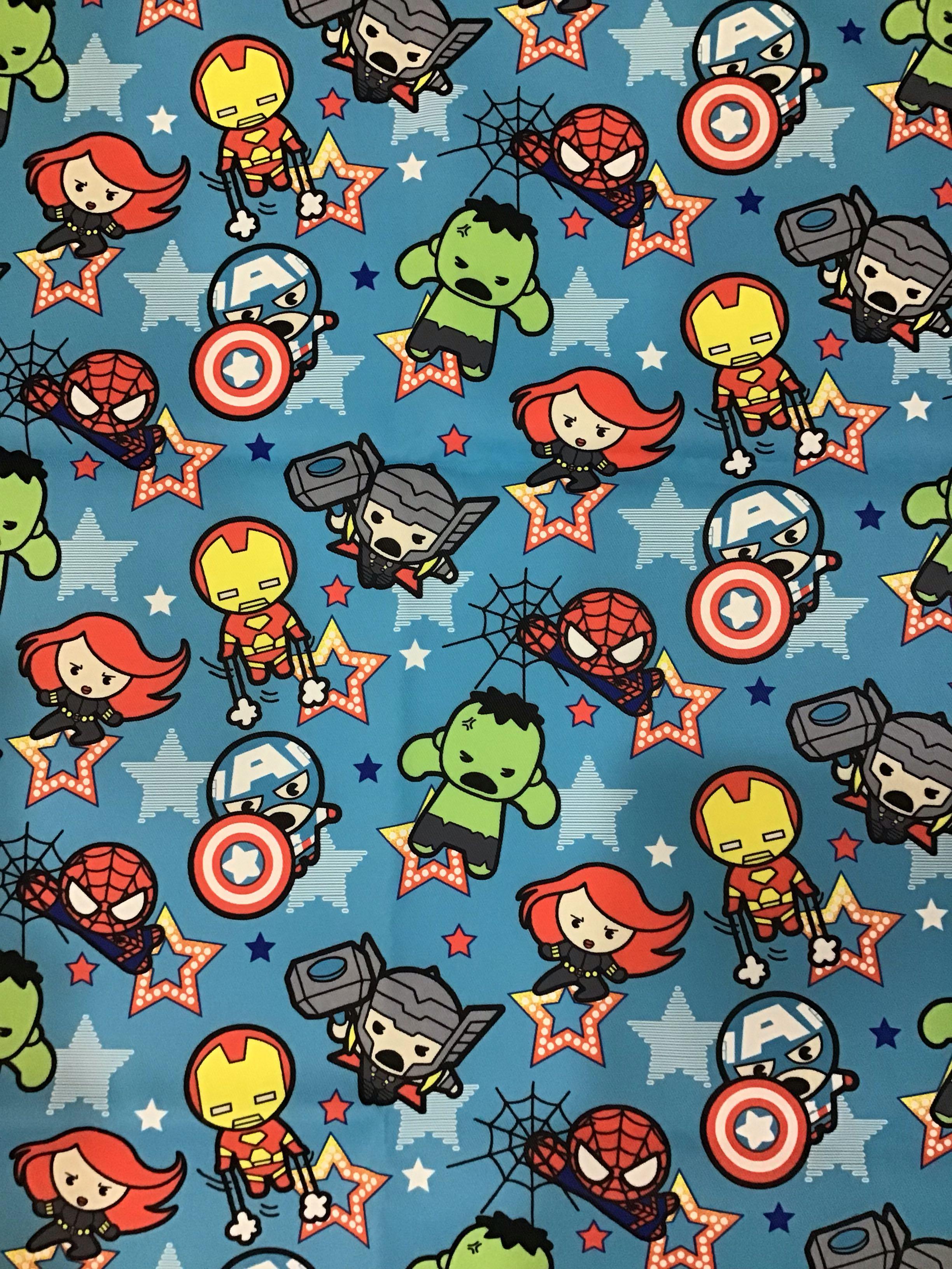 Marvel Avengers print poly canvas fabric, Hobbies & Toys, Stationery ...
