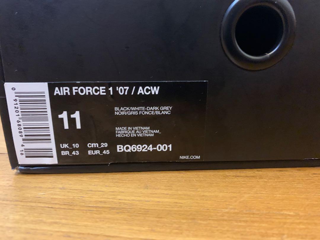Nike x acw a cold wall air force one 1 af1 black, Men's Fashion ...