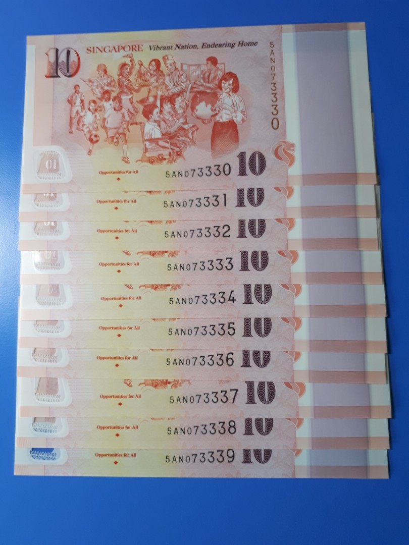 SG50 $10/- Notes Prefix AN 10 running numbers, Hobbies & Toys ...
