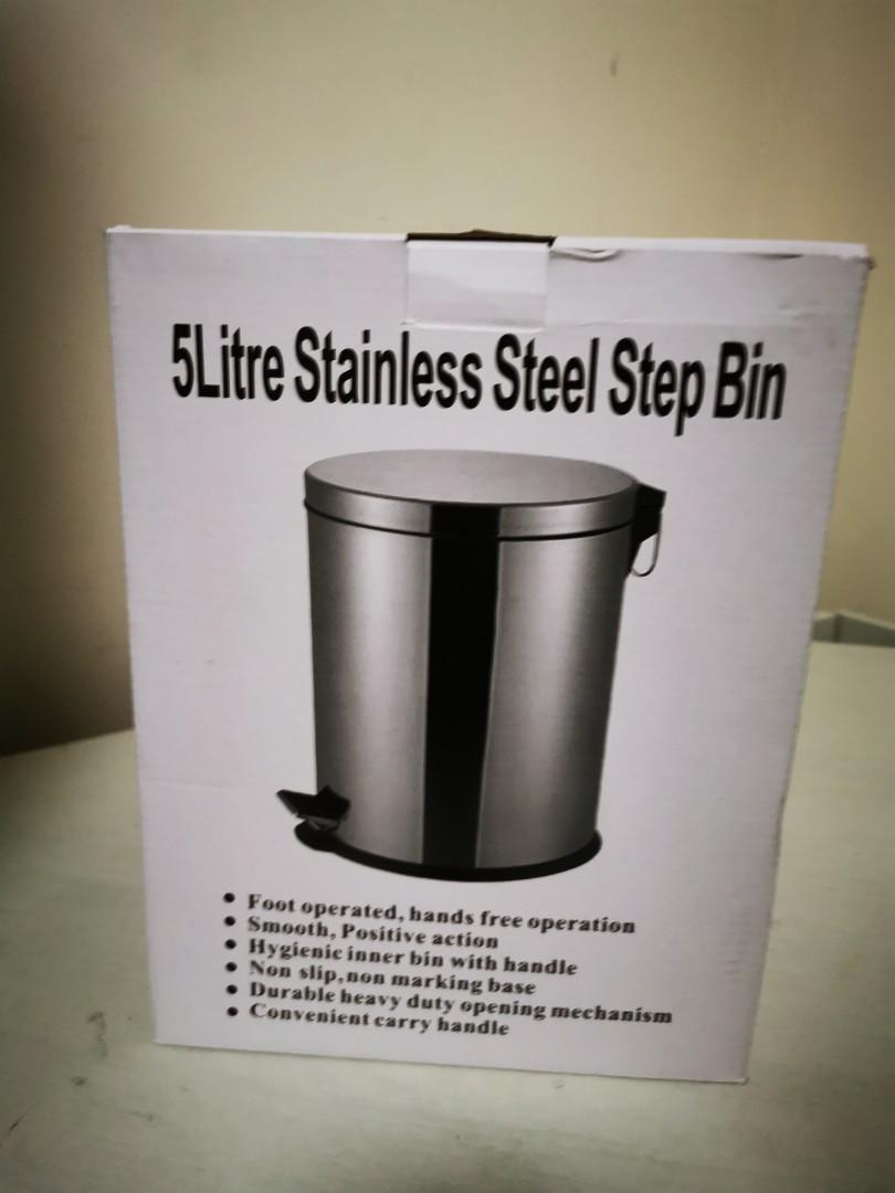Stainless steel step bin, Furniture & Home Living, Cleaning & Homecare ...