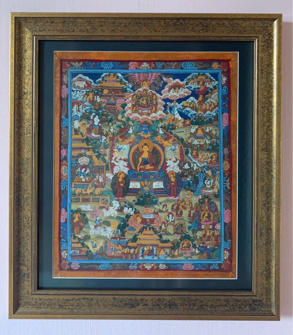 Ancient Thangka Painting with Frame from Tibet, Hobbies & Toys ...