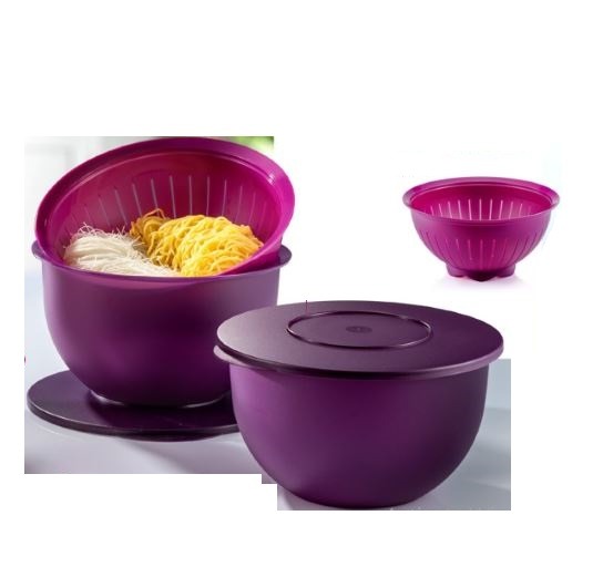 Tupperware Expression Bowl Large (2) 4.3L + Colander (1), Furniture ...