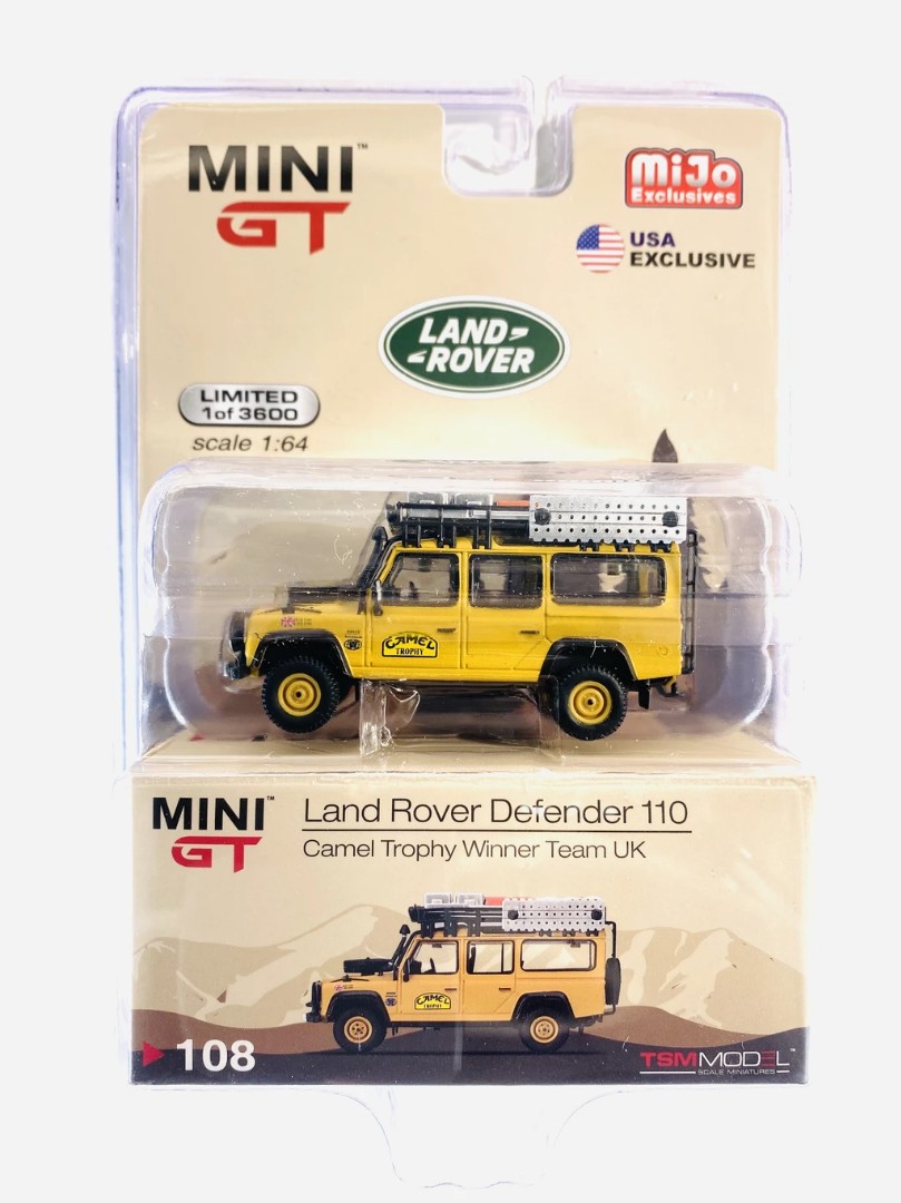 AVAILABLE 1/64 MINI GT LAND ROVER DEFENDER 110 1989 CAMEL TROPHY WINNER ...