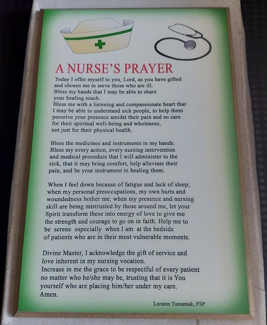 A Nurse's Prayer Wall Decor, Hobbies & Toys, Stationary & Craft, Art & Prints on Carousell