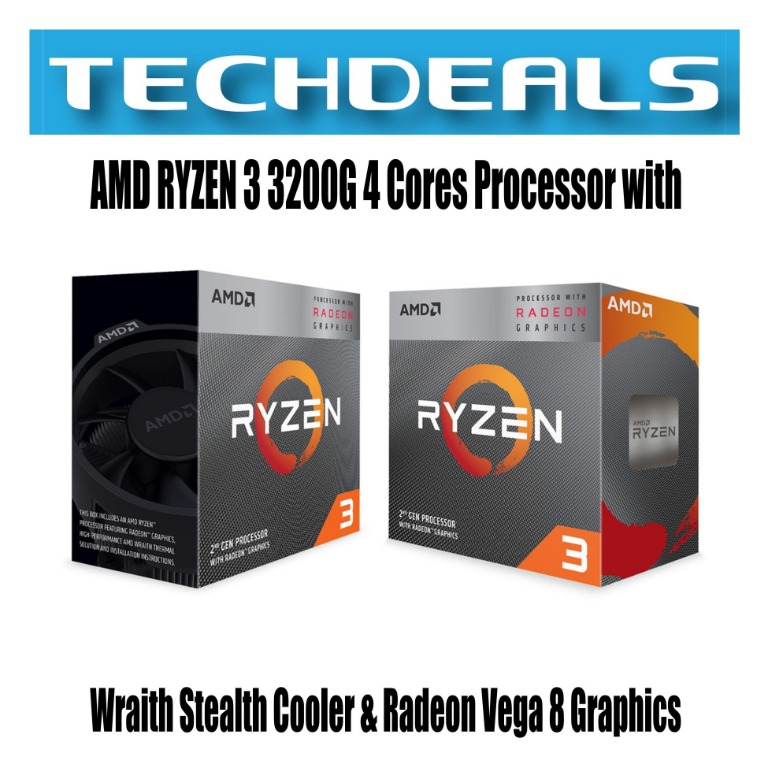 AMD RYZEN 3 3200G 4 Cores Processor with Wraith Stealth Cooler & Radeon ...