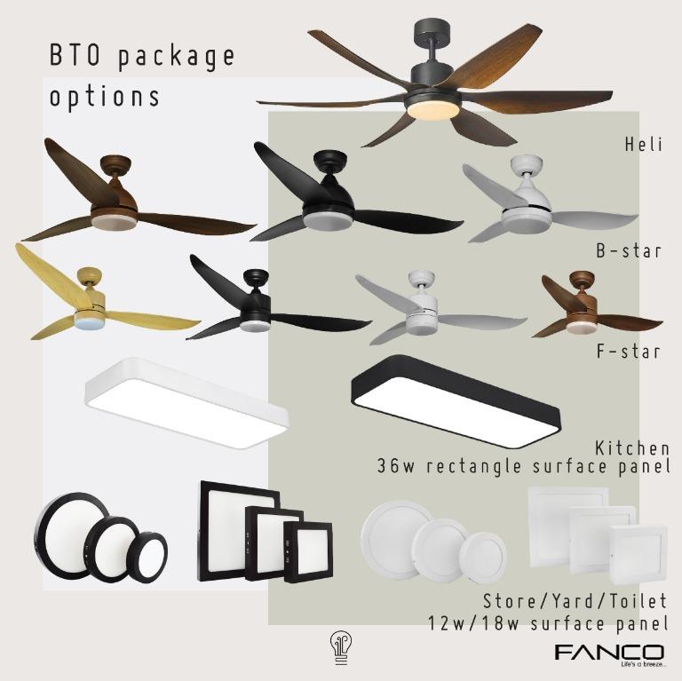 4x Ceiling fan + LED lights BTO package, Furniture, Home Decor ...