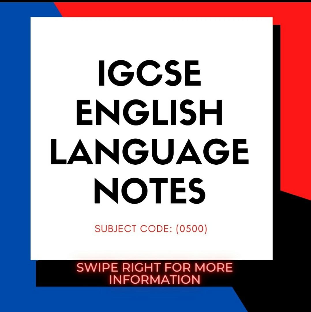 IGCSE ENGLISH LANGUAGE NOTES, Hobbies & Toys, Books & Magazines ...