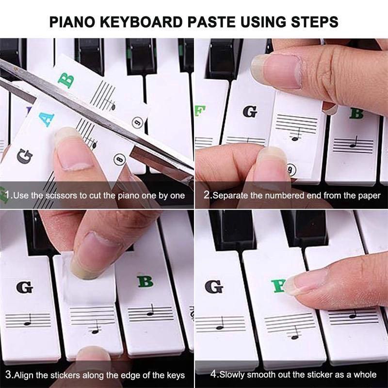 PIANO KEYBOARD KEYS STICKER TRANSPARENT LABEL REMOVABLE KIDS, Computers ...