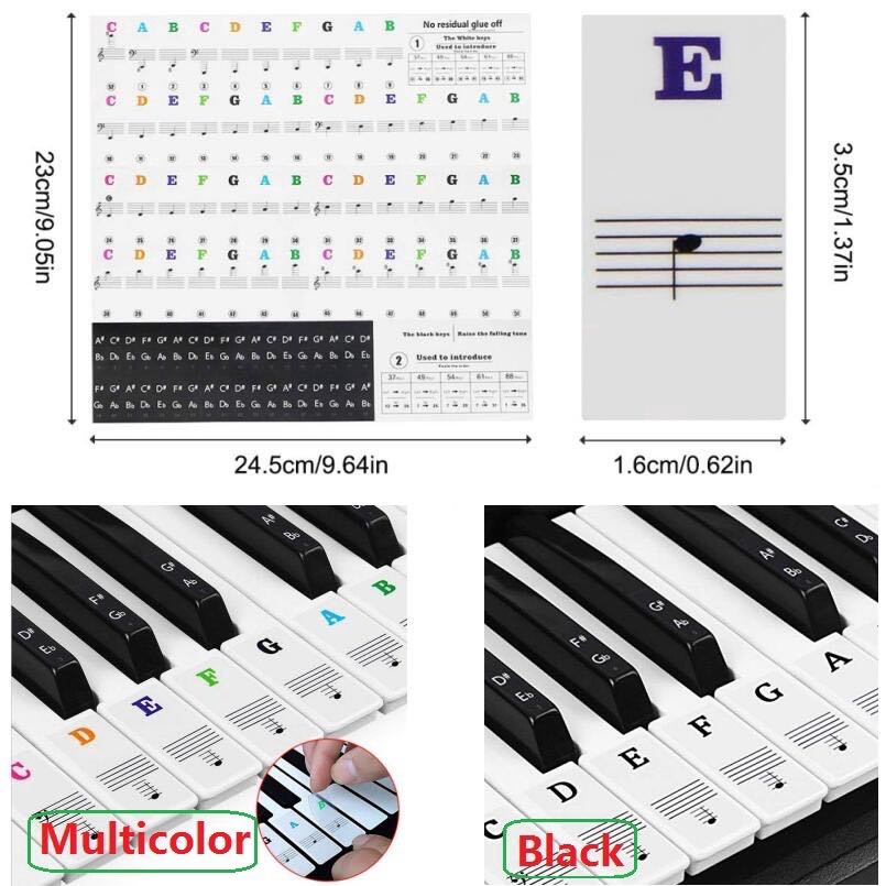 PIANO KEYBOARD KEYS STICKER TRANSPARENT LABEL REMOVABLE KIDS, Computers ...