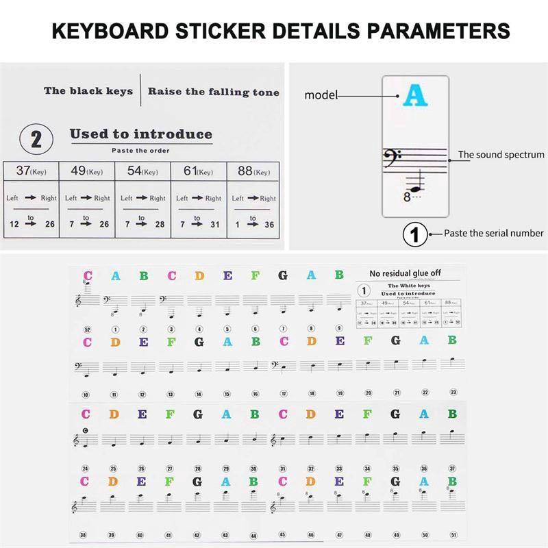 PIANO KEYBOARD KEYS STICKER TRANSPARENT LABEL REMOVABLE KIDS, Computers ...