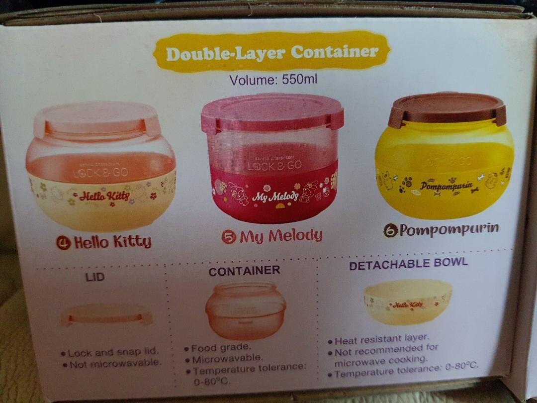 Sanrio Lock & Go double layer tupperware container set, Home Appliances ...