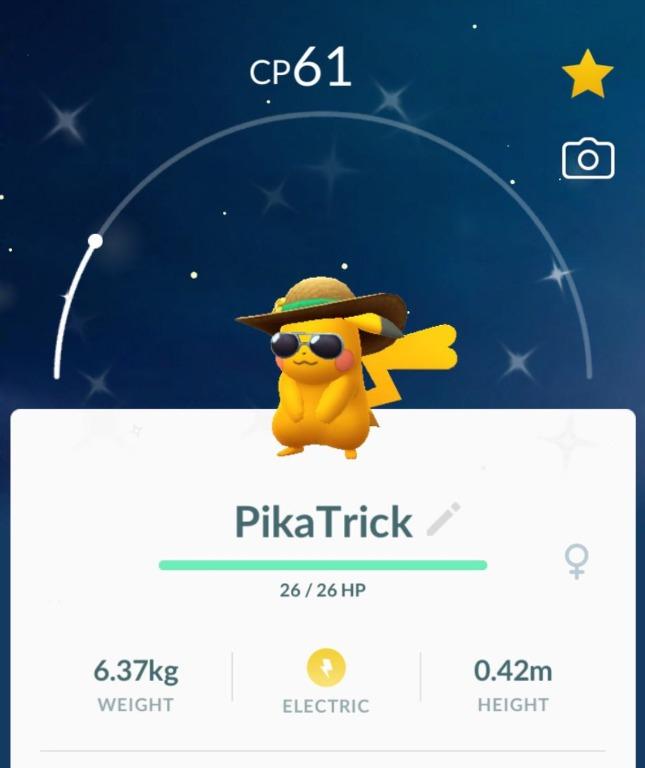 SHINY PIKACHU SUMMER HAT Pokemon Go SUMMER STYLE, Video Gaming, Video ...
