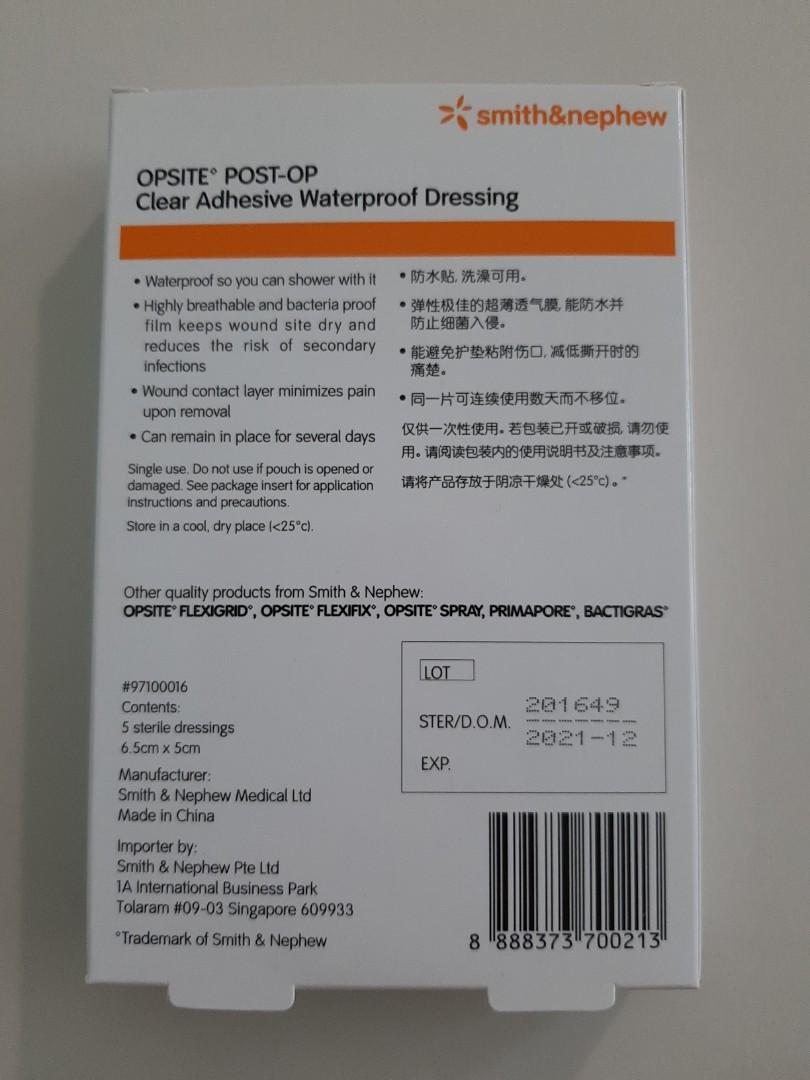 Smith&Nephew Opsite Post-op Clear Adhesive Waterproof Dressing, Health ...