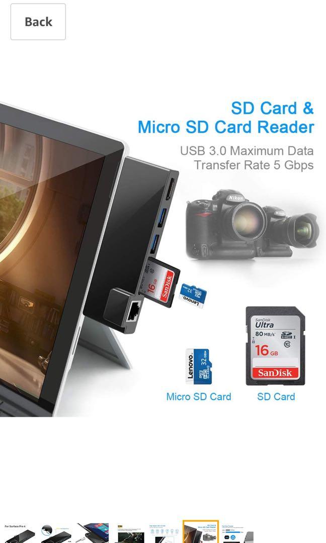 Surfacekit Surface Pro USB Hub Docking Station with 1000M Ethernet Port ...