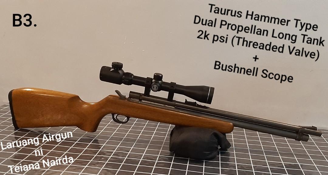 Taurus Airgun Long Tank Dual Propellant 2k psi Threaded Valve on stock ...