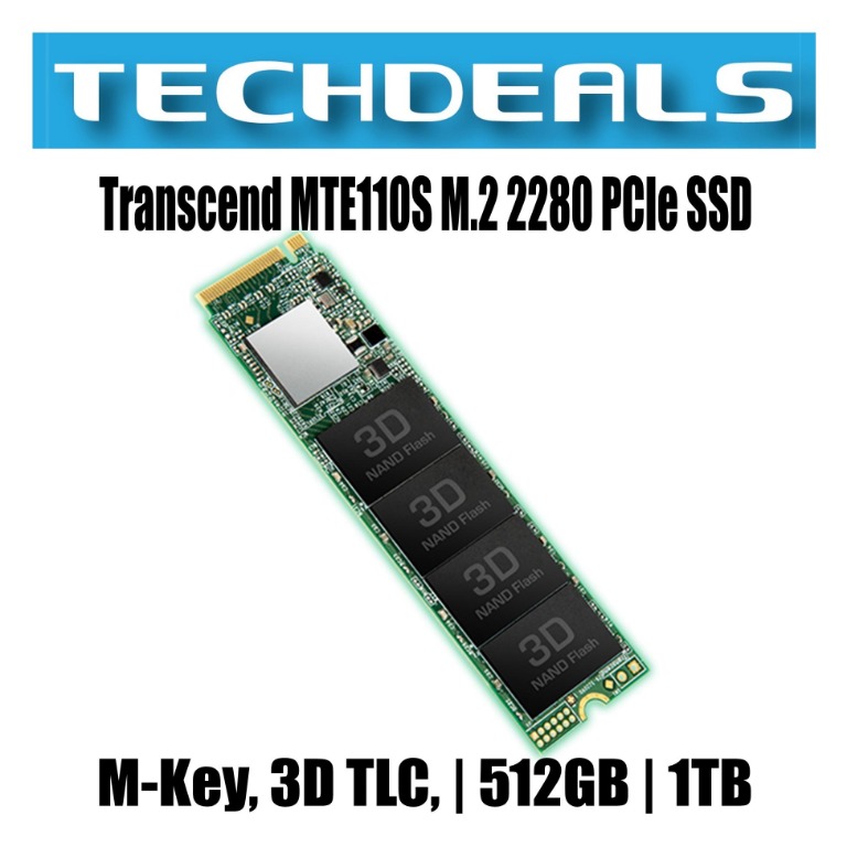 Transcend MTE110S M.2 2280 PCIe Gen3x4 NVMe SSD, M-Key, 3D TLC | 512GB | 1TB, Computers & Tech ...