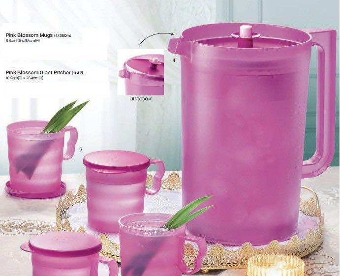 Tupperware Pink Blossom Giant Pitcher 4.2L, Home Appliances ...