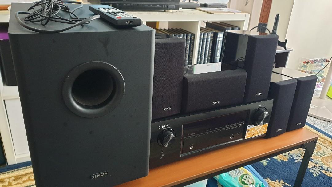 DENON HOME THEATRE SYSTEM, INCLUDES DENON AV RECEIVER , 5 SPEAKERS & 1 ...
