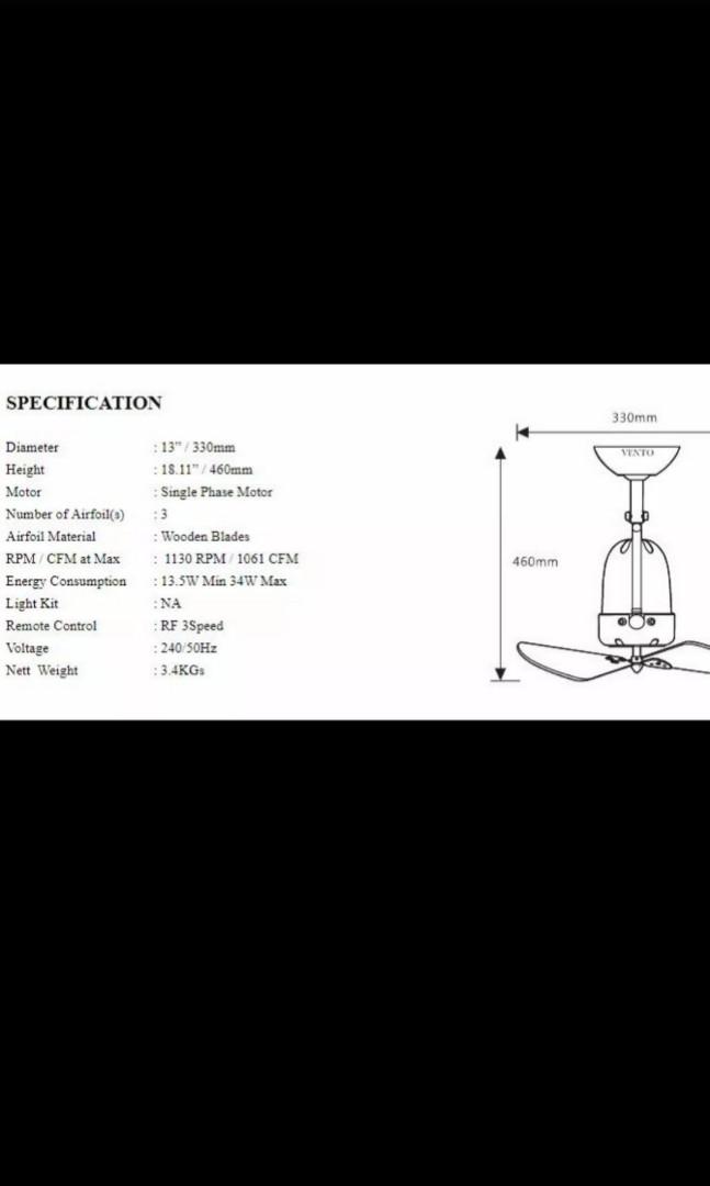 Fino Vento fino1 Ceiling Fan NSB designer fan, Home Appliances, Cooling ...