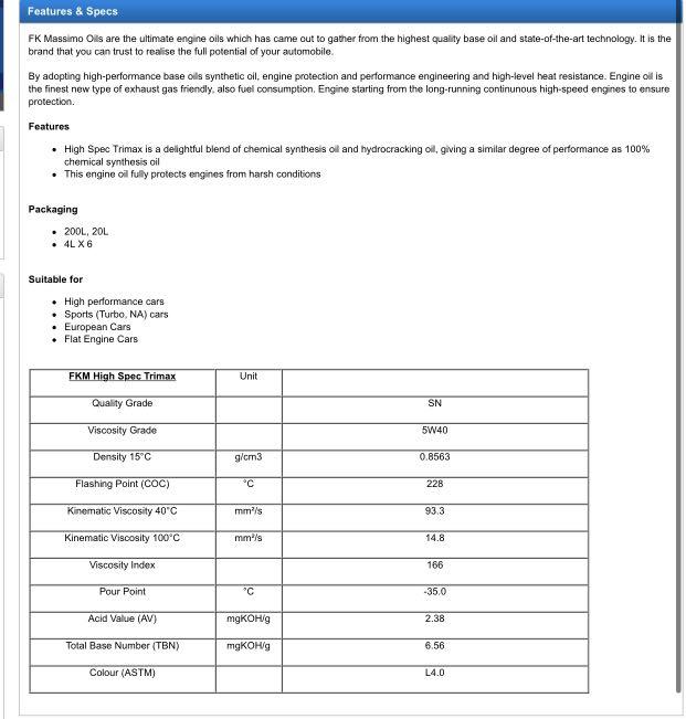 FK MASSIMO SUPER-V ENGINE OIL (5W50) EO, Car Accessories, Accessories ...