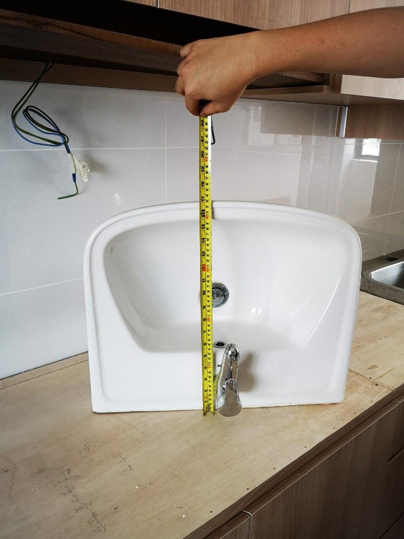 HDB Wall Mount Basin with Tap [New], Furniture & Home Living, Bathroom ...