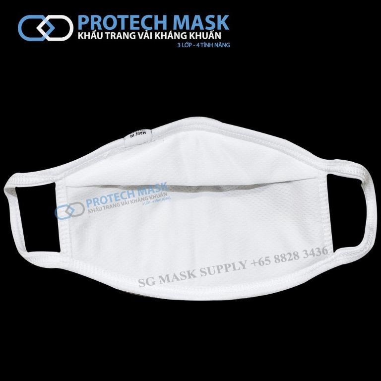 [WHITE - M SIZE] PROTECH MASK - 3 layers - Certified + Antibacterial ...