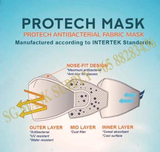 [WHITE - M SIZE] PROTECH MASK - 3 layers - Certified + Antibacterial ...