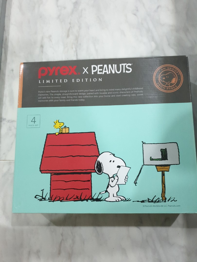 Pyrex Peanuts Snoopy glass storage containers, Furniture & Home Living ...