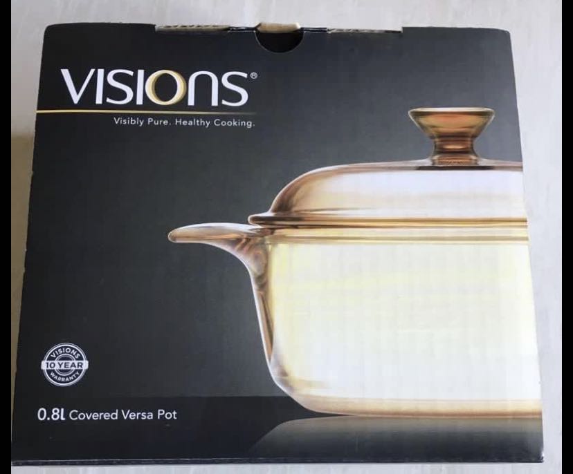 Visions glassware pot 0.8L covered versa pot, Furniture & Home Living ...
