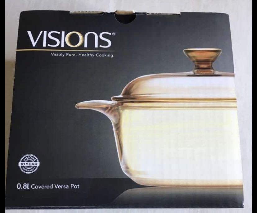 Visions glassware pot 0.8L covered versa pot, Furniture & Home Living ...