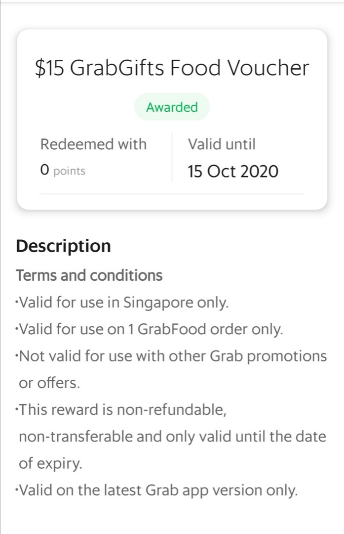 $15 Grab food voucher, Tickets & Vouchers, Vouchers on Carousell