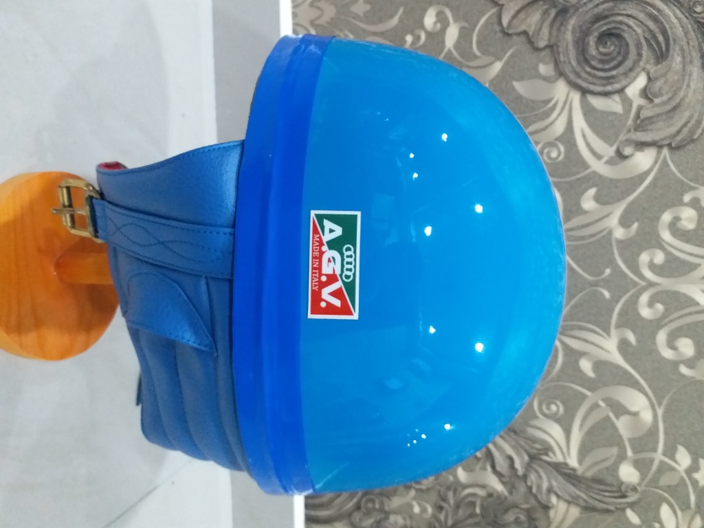 AGV Blue Half Helmet XLarge Size 64 Big Size Repro vespa lambretta bsa ...