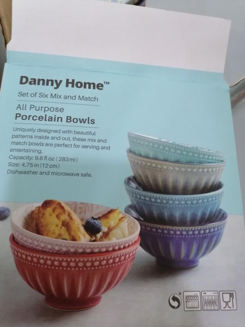 Family Set of 6 Danny Home All Purpose Porcelain Bowls, Furniture ...