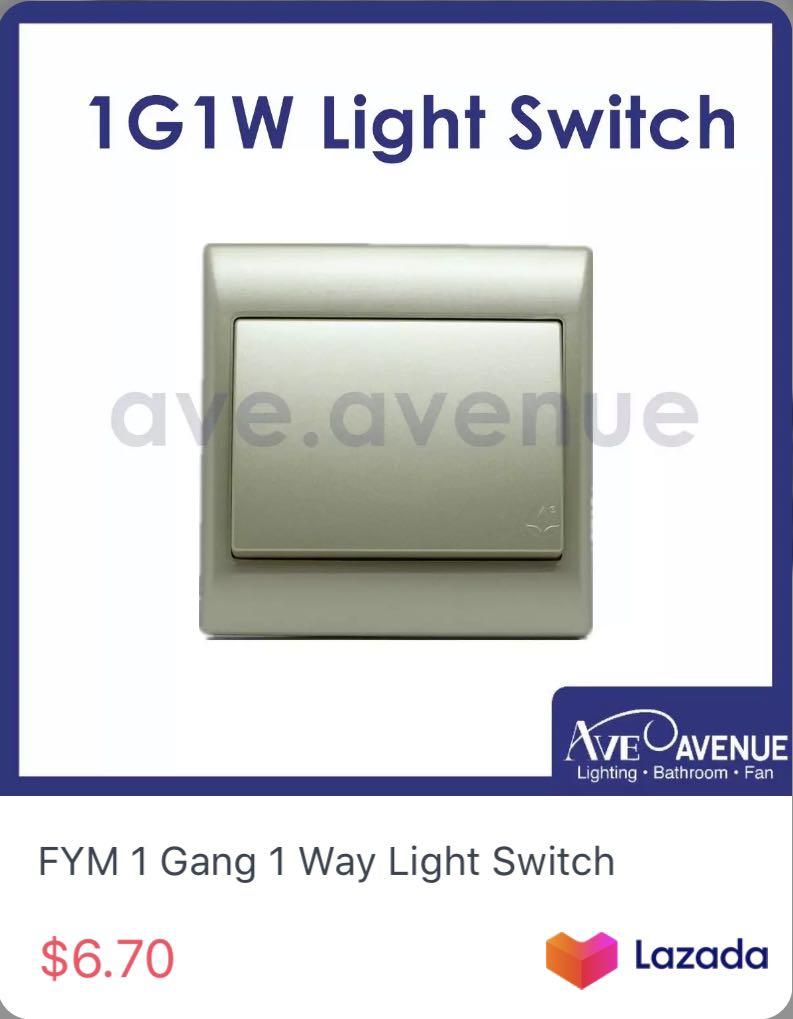 FYM 1 Gang 1 Way Light Switch, Everything Else on Carousell