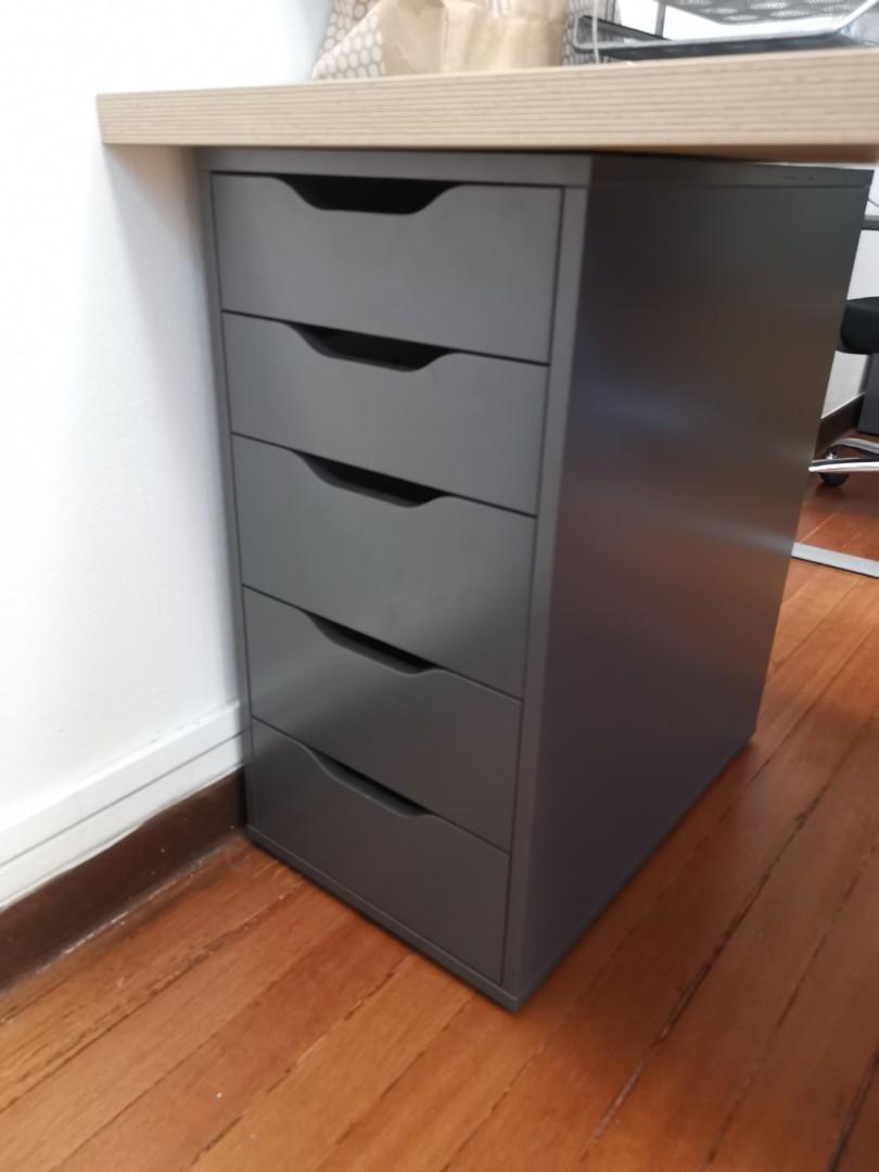 IKEA LINNMON/ALEX Table Top with Drawers Unit, Furniture & Home Living ...