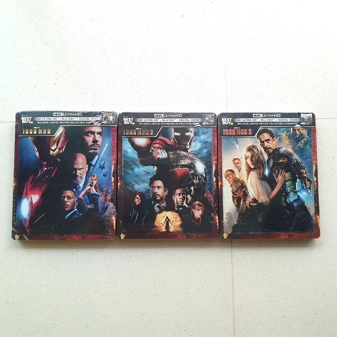Iron Man Trilogy 4K Blu-Ray Steelbook Marvel, Hobbies & Toys, Music ...