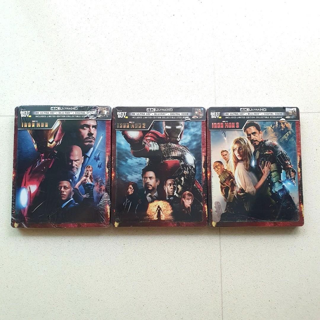 Iron Man Trilogy 4K Blu-Ray Steelbook Marvel, Hobbies & Toys, Music ...