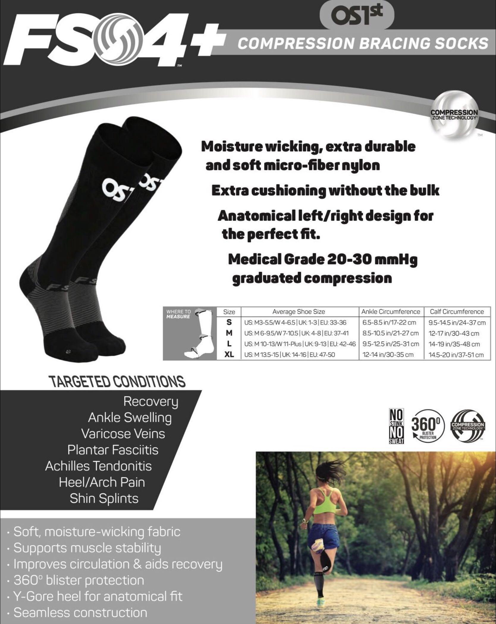OS1st FS4+ Compression Bracing Socks, Health & Nutrition, Braces ...