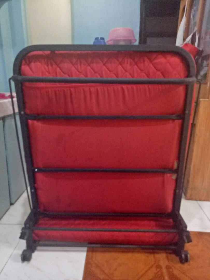 Uratex folding bed with foam and wheels, Furniture & Home Living ...