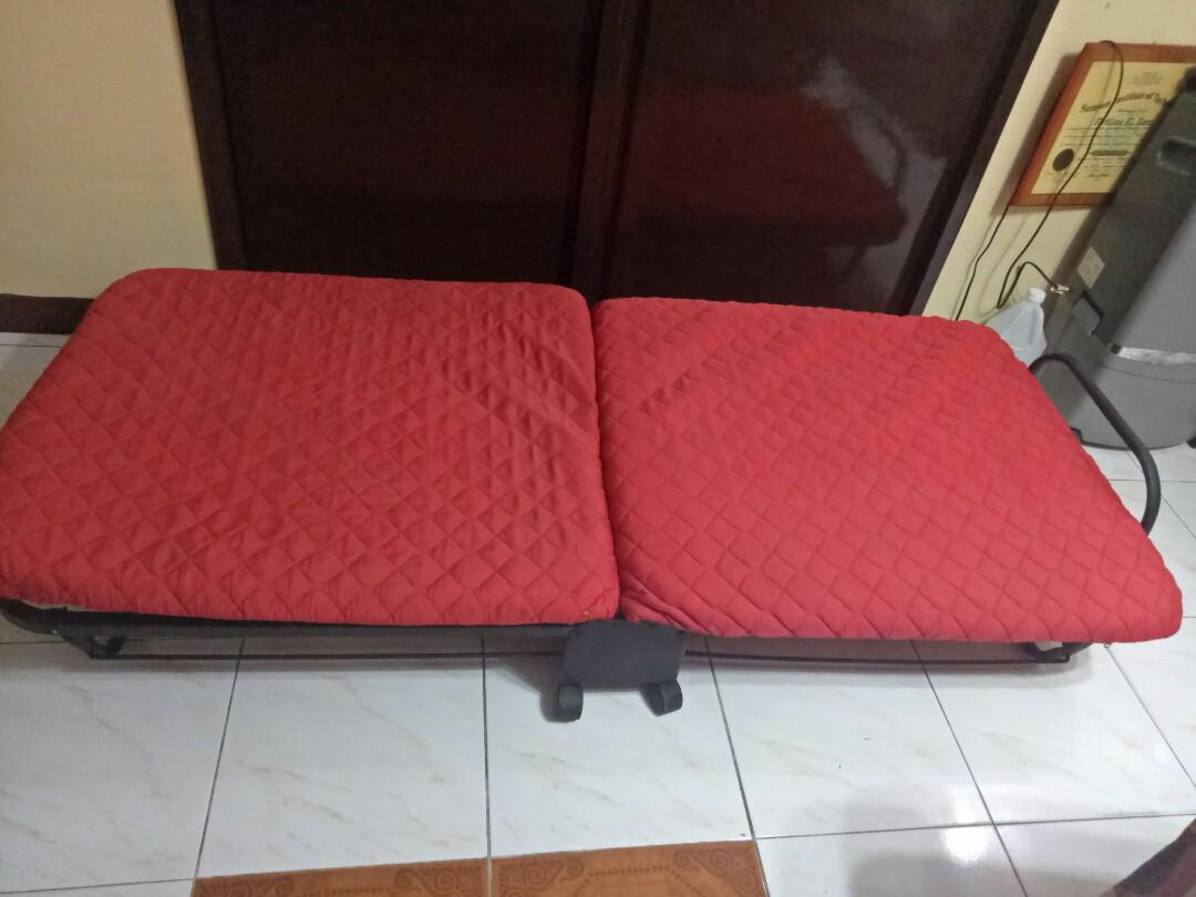Uratex folding bed with foam and wheels, Furniture & Home Living ...