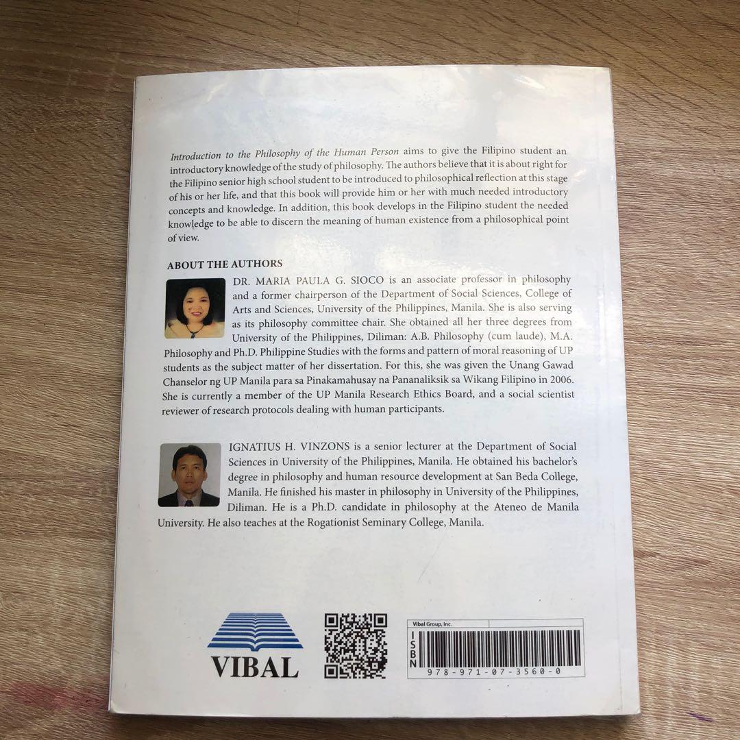 VIBAL SHS Introduction to the Philosophy of the Human Person textbook ...