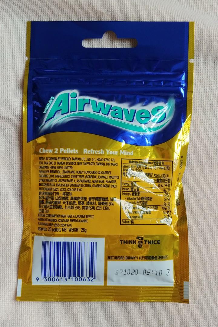 Airwaves爽浪無糖香口珠 檸蜜味 28g #stayhomeandwin, 嘢食 & 嘢飲, 包裝食品 - Carousell