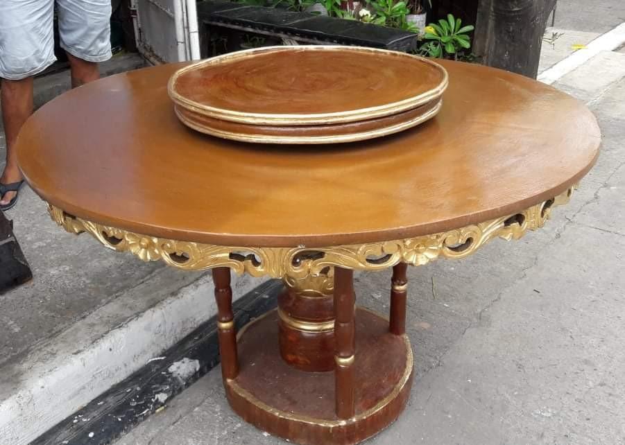 Antique Round Dining Table, Furniture & Home Living, Furniture, Tables ...
